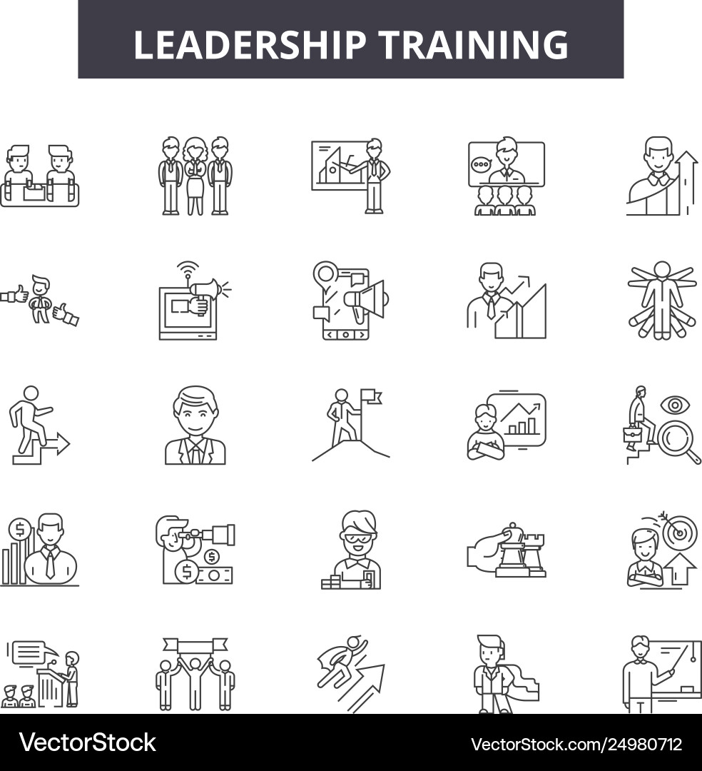 Leadership training line icons signs set Vector Image