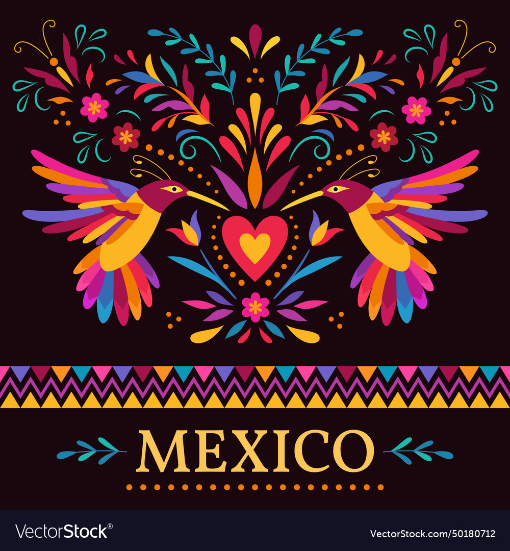 Mexico flowers pattern and elements Royalty Free Vector