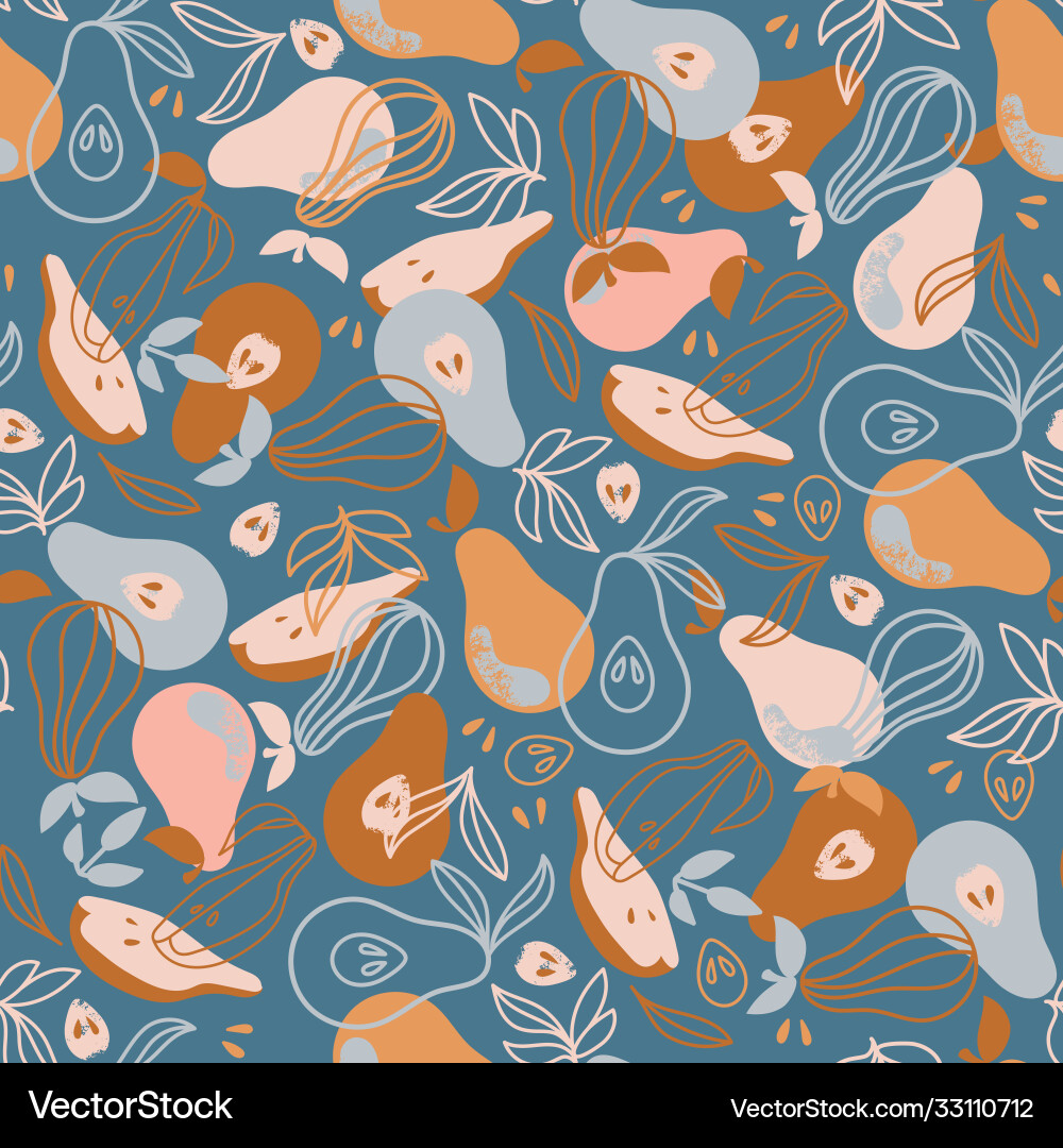 Pear fabric delicious fruit hand drawn seamless Vector Image