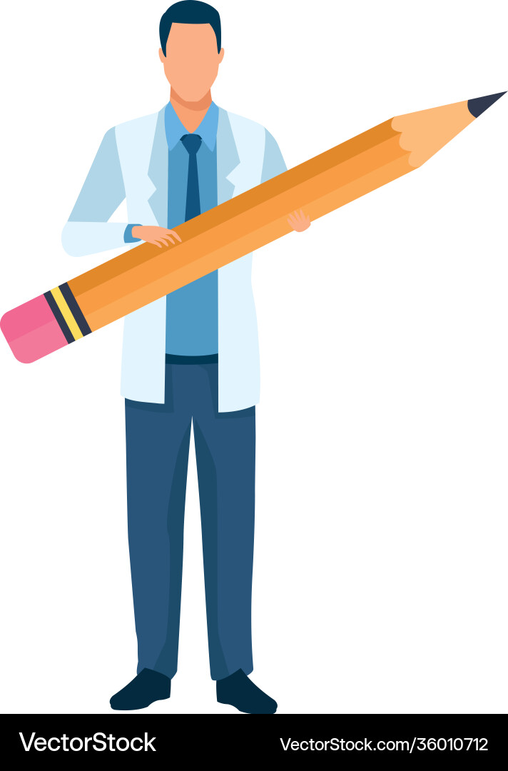 Professional doctor with pencil character Vector Image