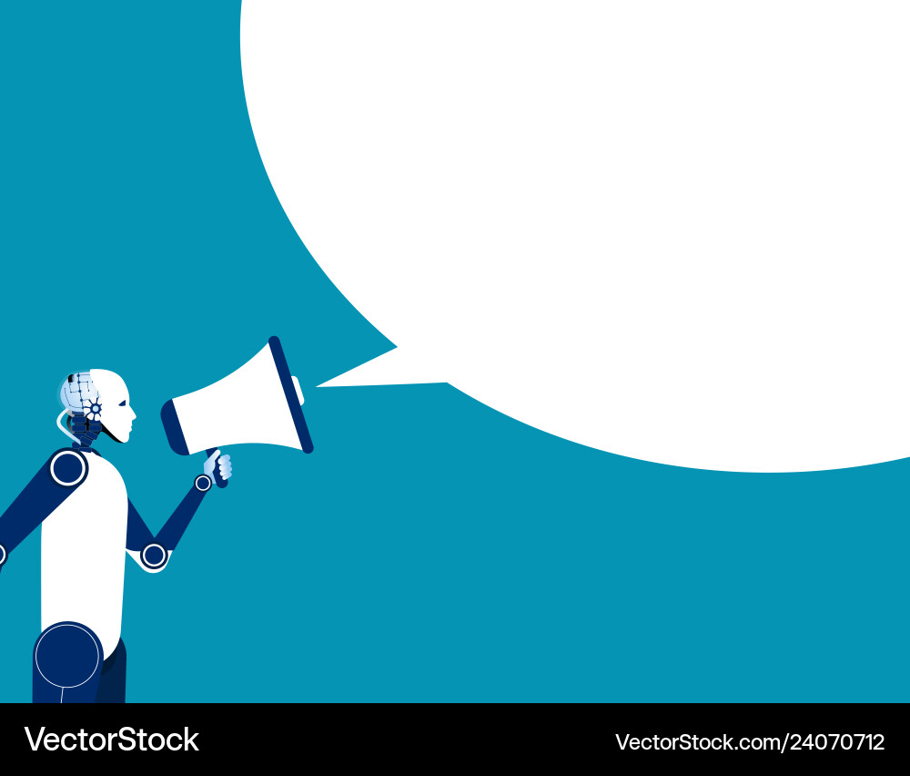 Robot shouting in megaphone concept business Vector Image