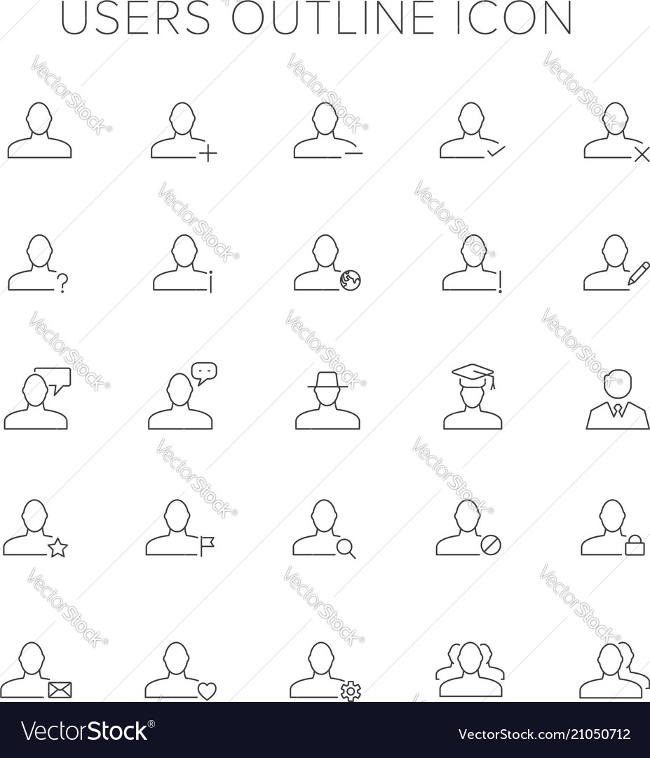 Users line icon set Royalty Free Vector Image - VectorStock
