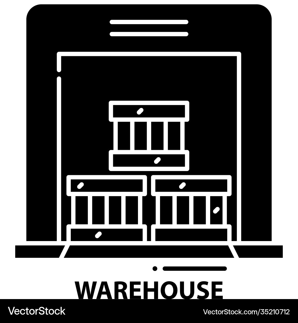 Warehouse symbol icon black sign Royalty Free Vector Image