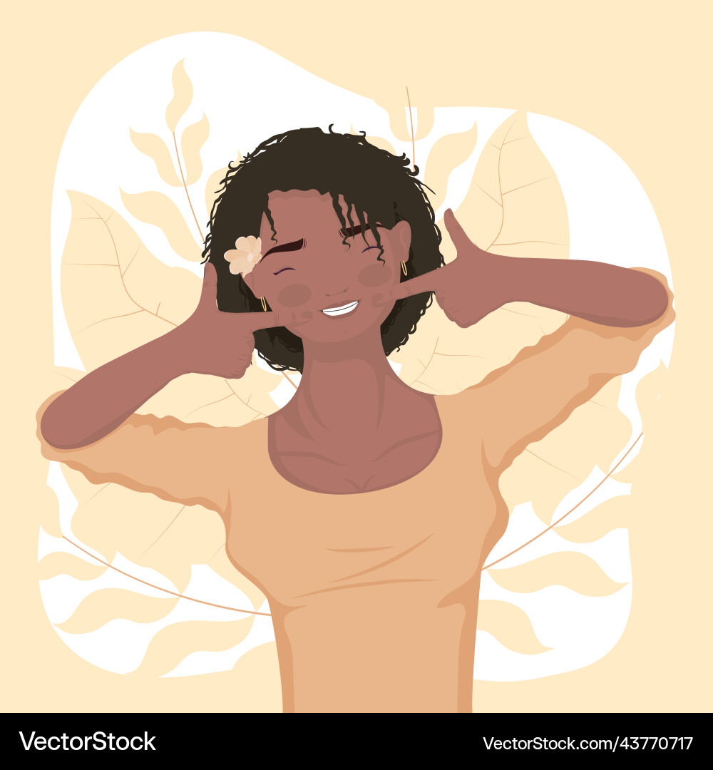 Afro woman smiling character Royalty Free Vector Image