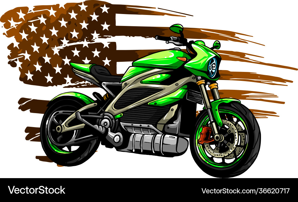 American flag with bike design Royalty Free Vector Image