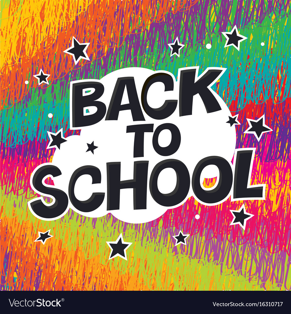 Back to school colorful poster with rays Vector Image