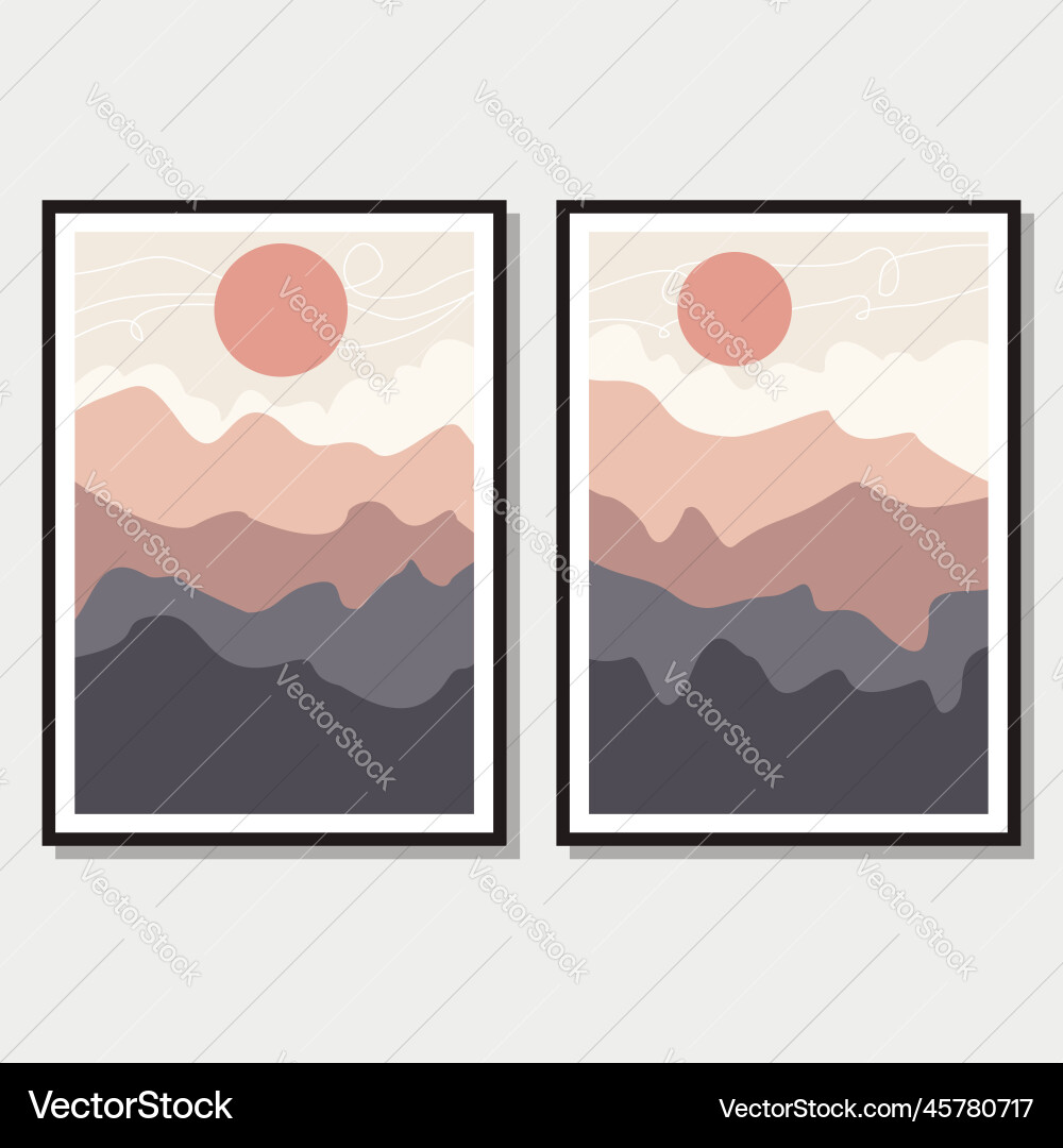 Landscape art boho template Royalty Free Vector Image