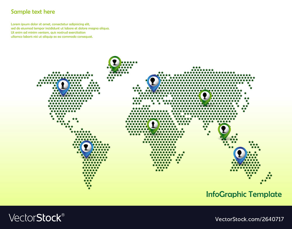 Map with pointers Royalty Free Vector Image - VectorStock