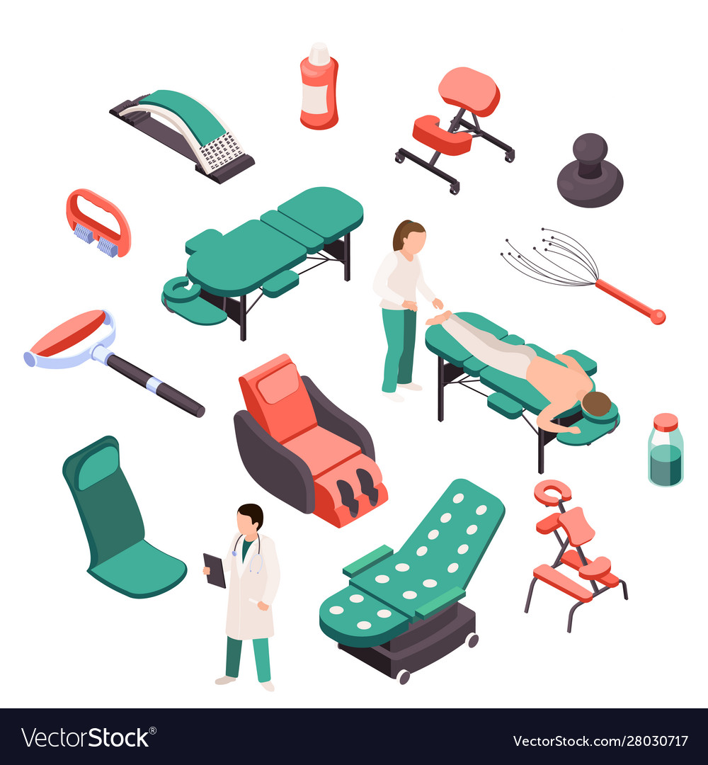 Massage therapy isometric set Royalty Free Vector Image