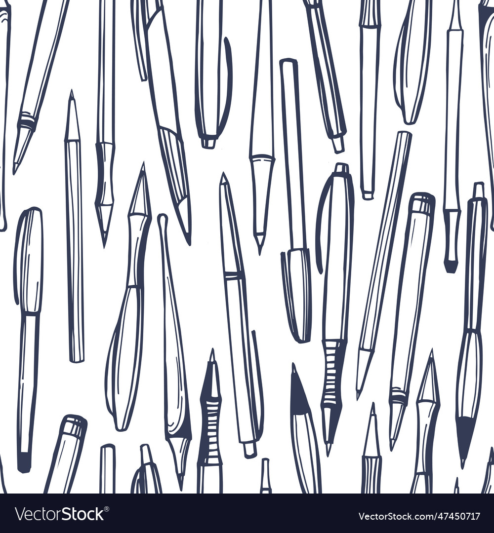 Pattern with pens Royalty Free Vector Image - VectorStock
