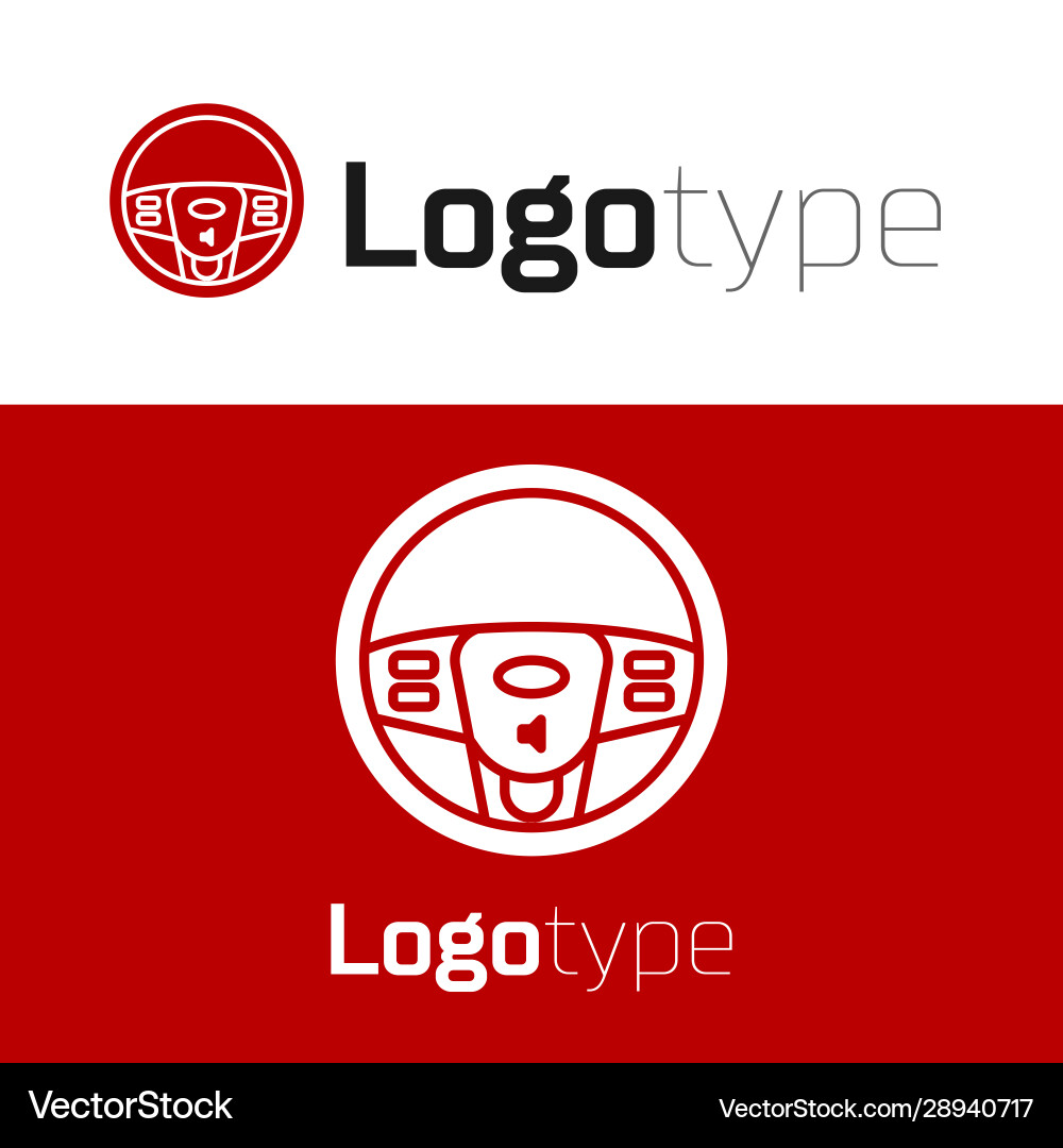 Red steering wheel icon isolated on white Vector Image