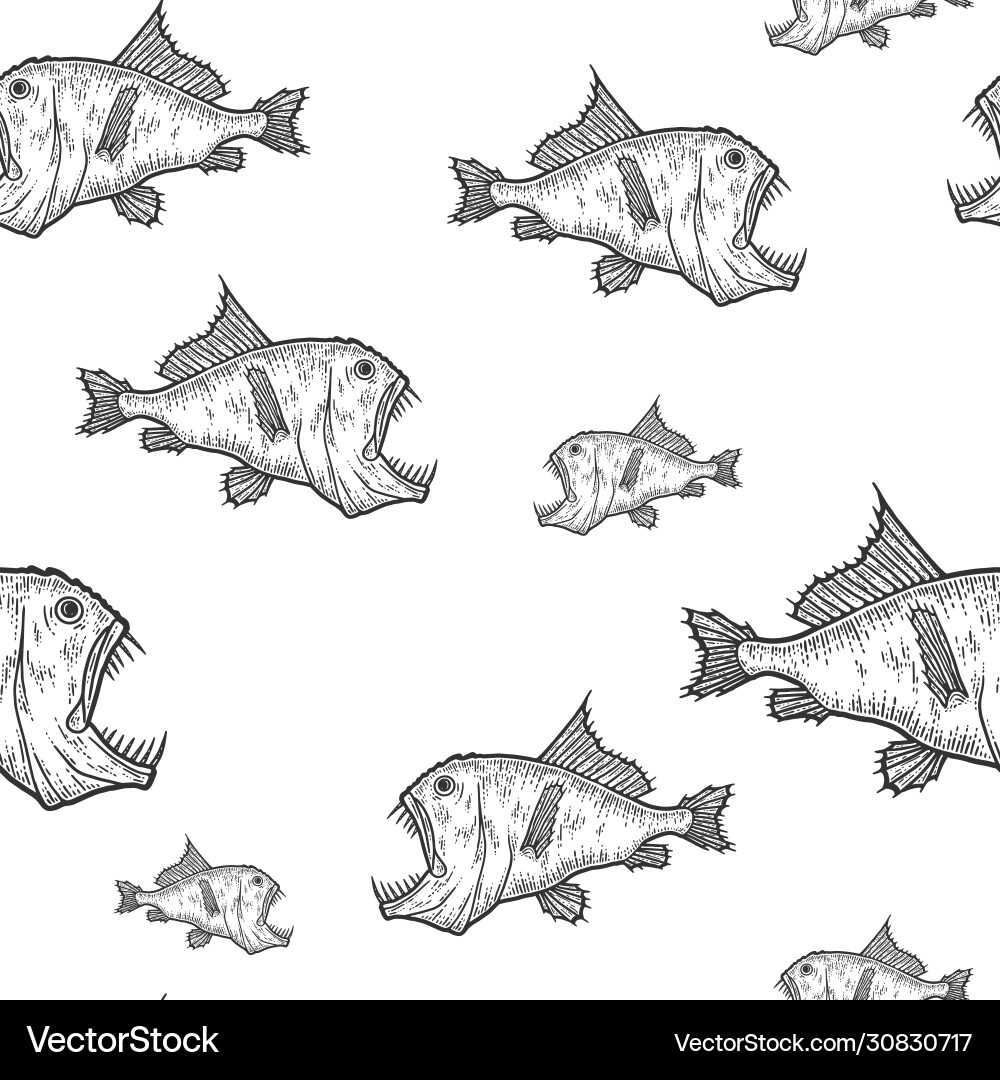 Seamless deep sea predatory fish scary animal Vector Image