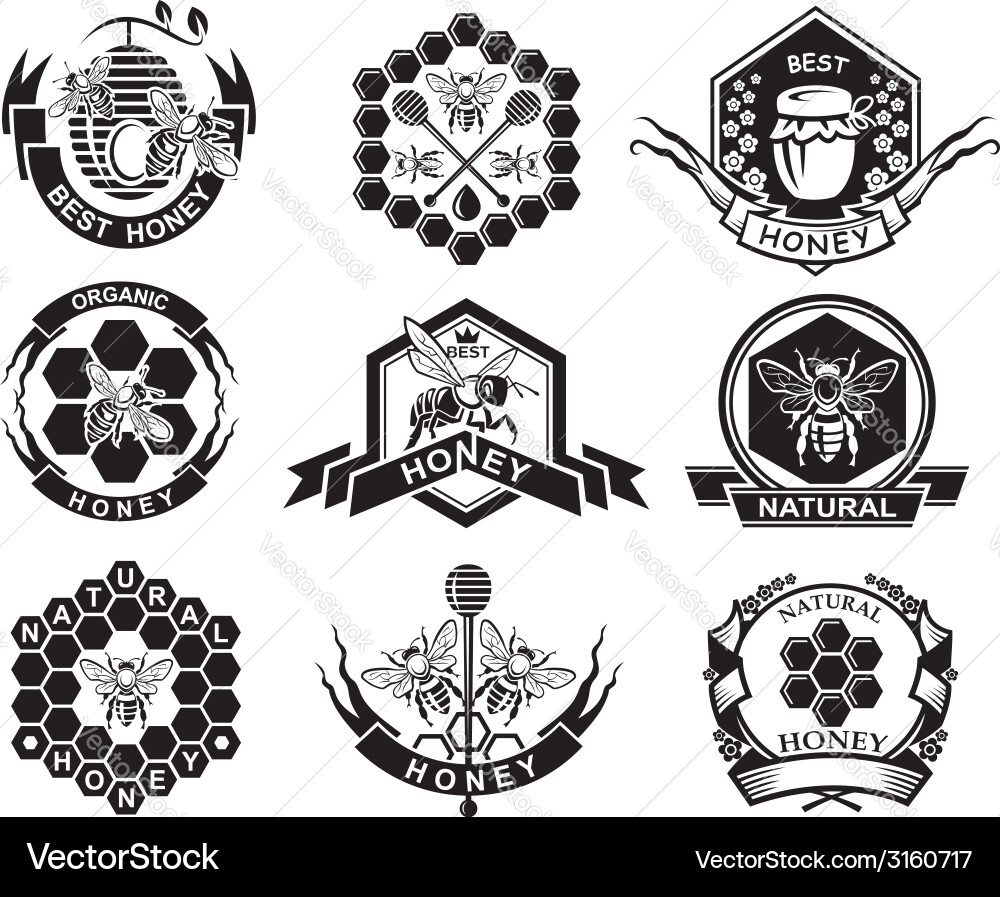 Set of honey labels Royalty Free Vector Image - VectorStock