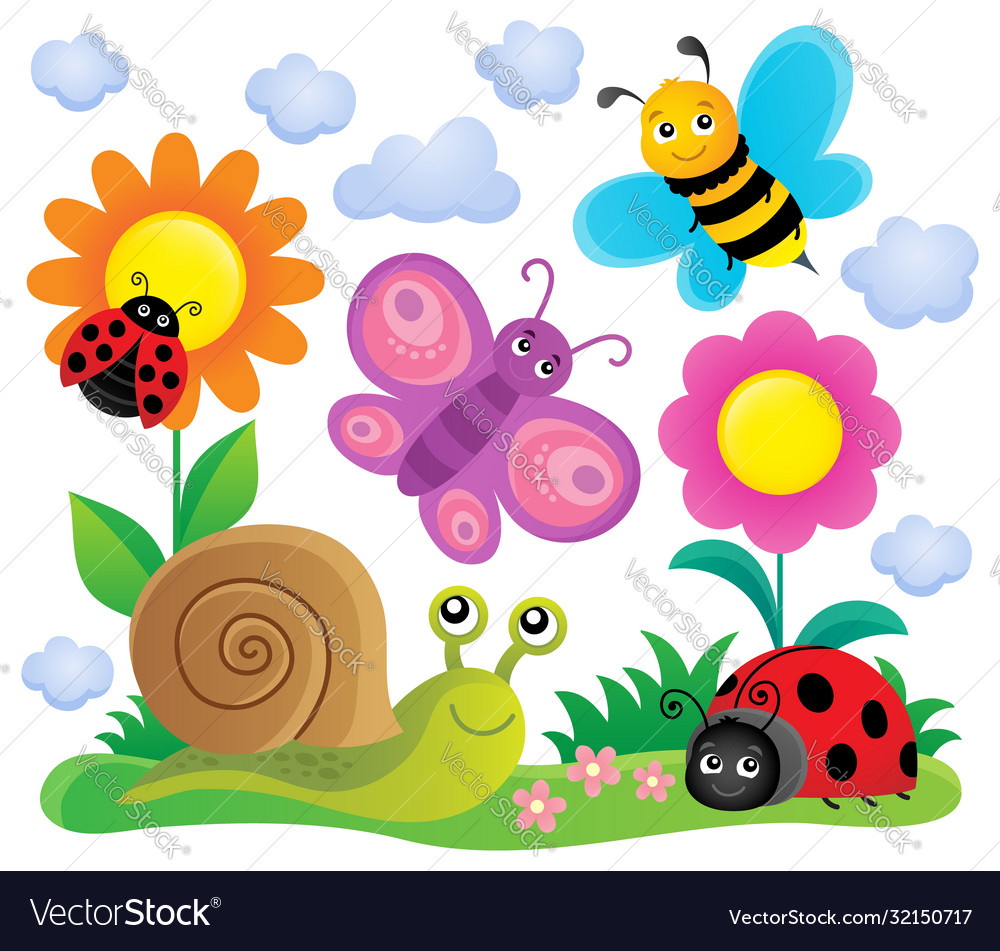 Spring animals and insect theme image 6 Royalty Free Vector