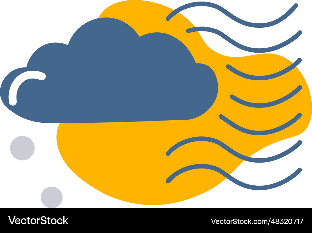 Windy weather conditions forecast icon with sun Vector Image