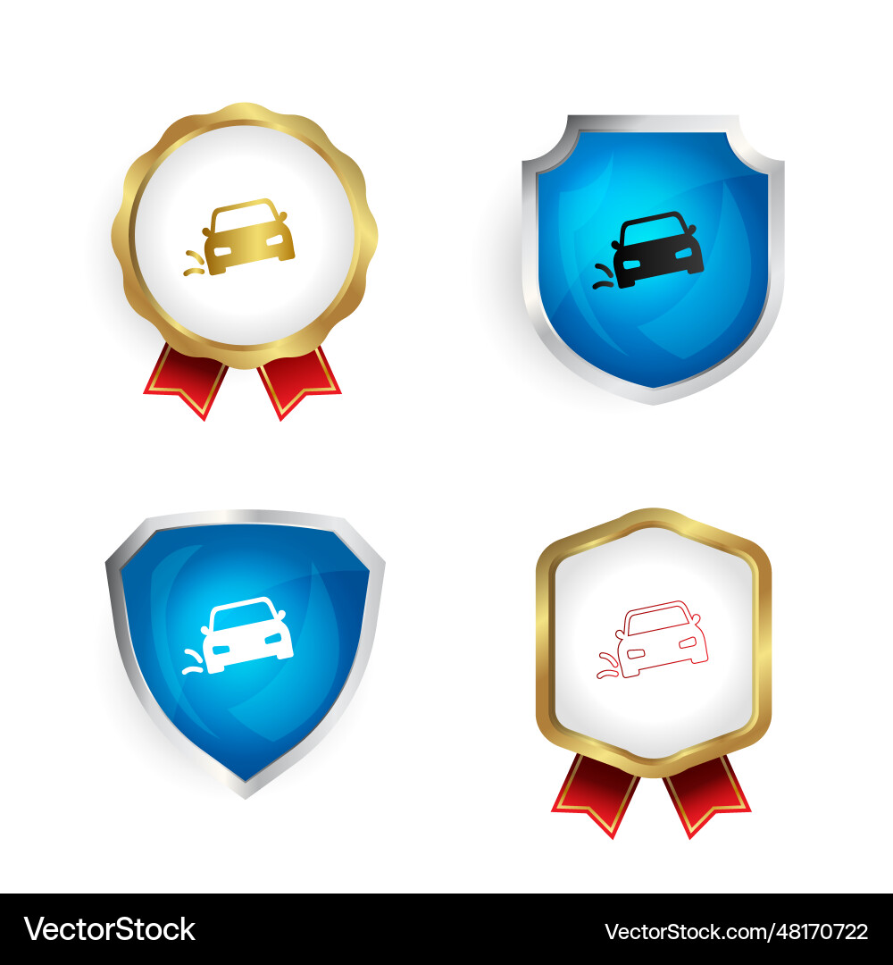Abstract car driving warning badge and label Vector Image