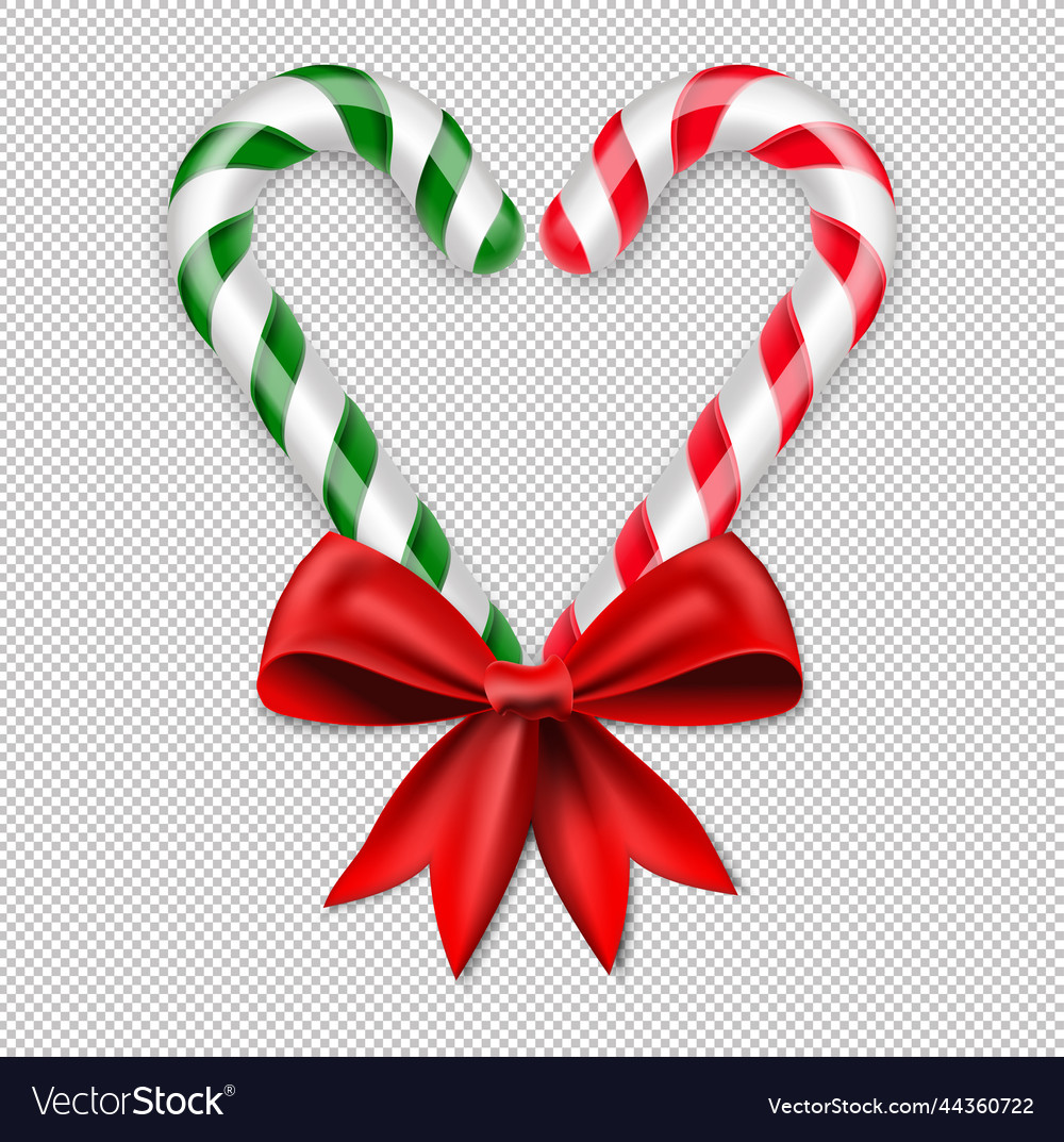 Christmas candy cane stick and bow Royalty Free Vector Image
