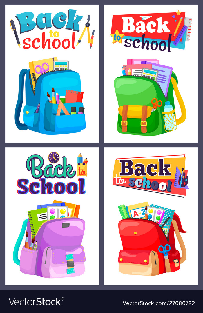 Colored school backpack back Royalty Free Vector Image