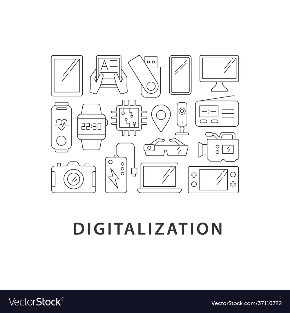 Digitalization abstract linear concept layout Vector Image