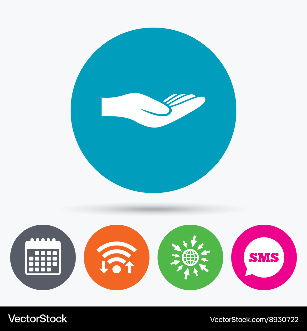 Donation hand sign icon charity or endowment Vector Image