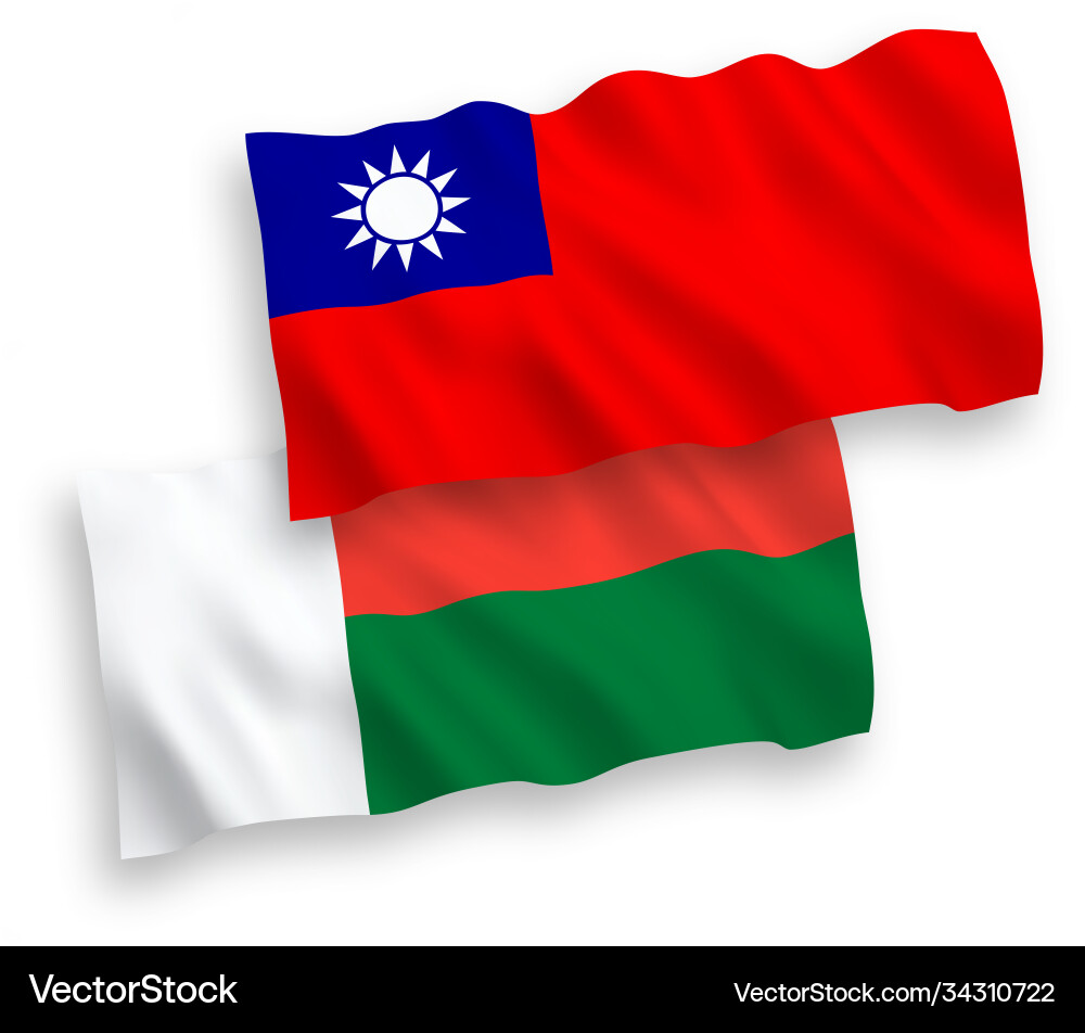 Flags madagascar and taiwan on a white Royalty Free Vector