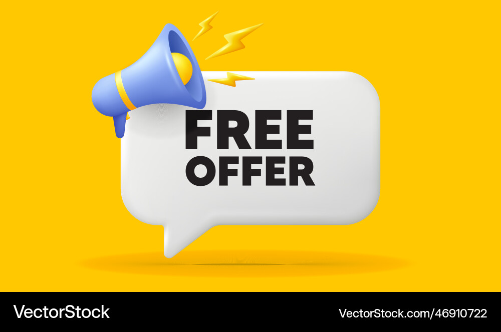 Free offer tag special sign 3d speech Royalty Free Vector