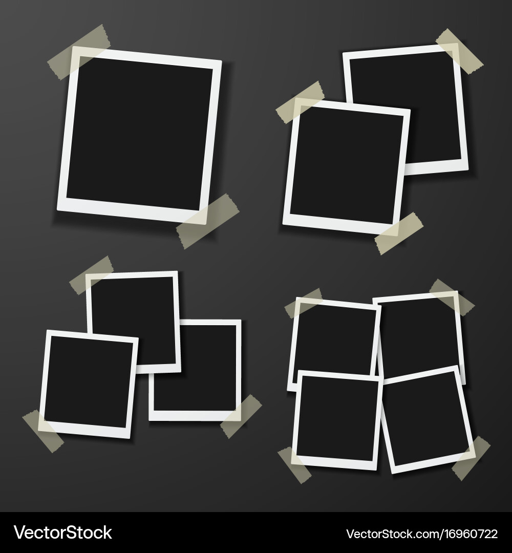 Instant photo blank vintage frame mockup Vector Image