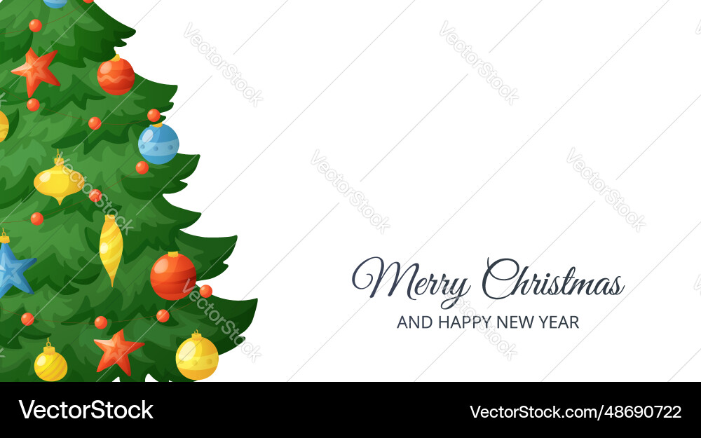 Merry christmas card cartoon tree Royalty Free Vector Image