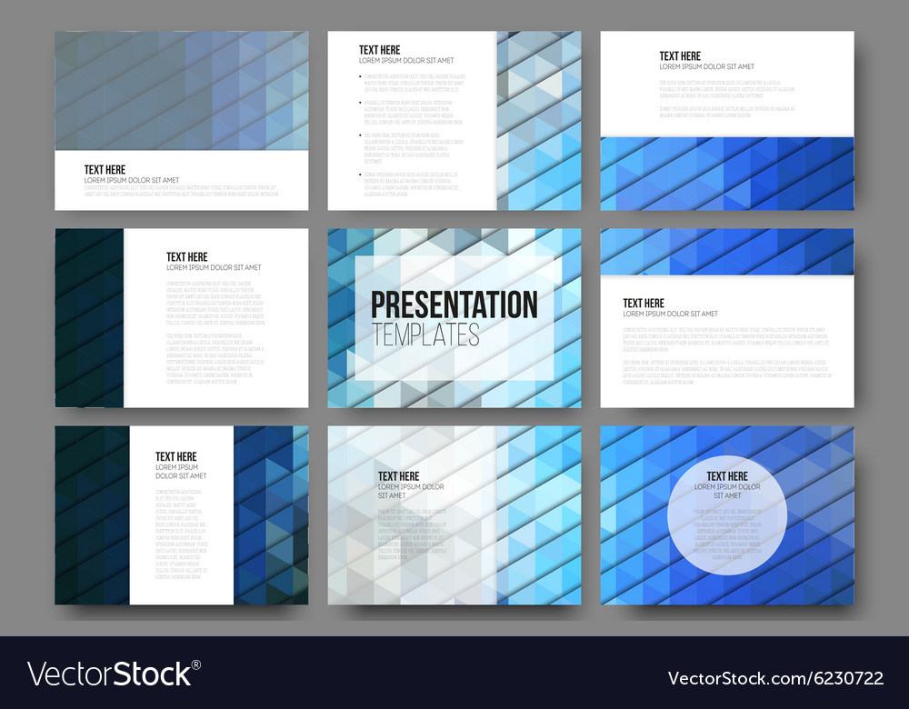 Set of 9 templates for presentation slides Vector Image