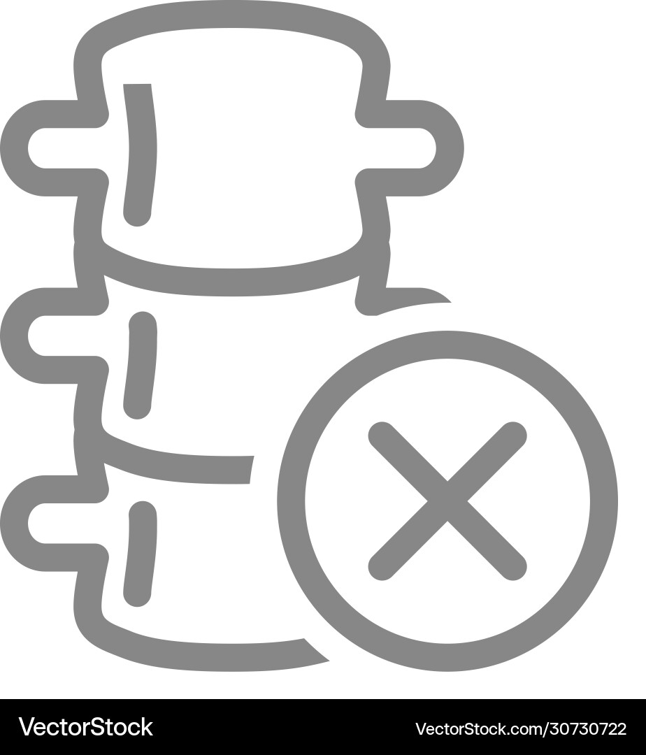 Spine with cross checkmark line icon disease Vector Image