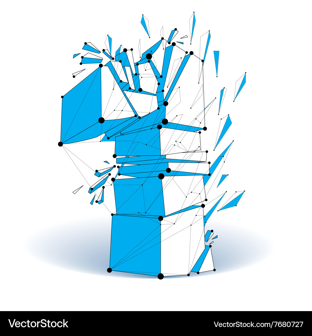 Abstract 3d faceted blue number 1 with connected Vector Image