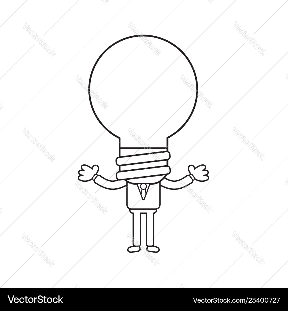Businessman character with light bulb head black Vector Image
