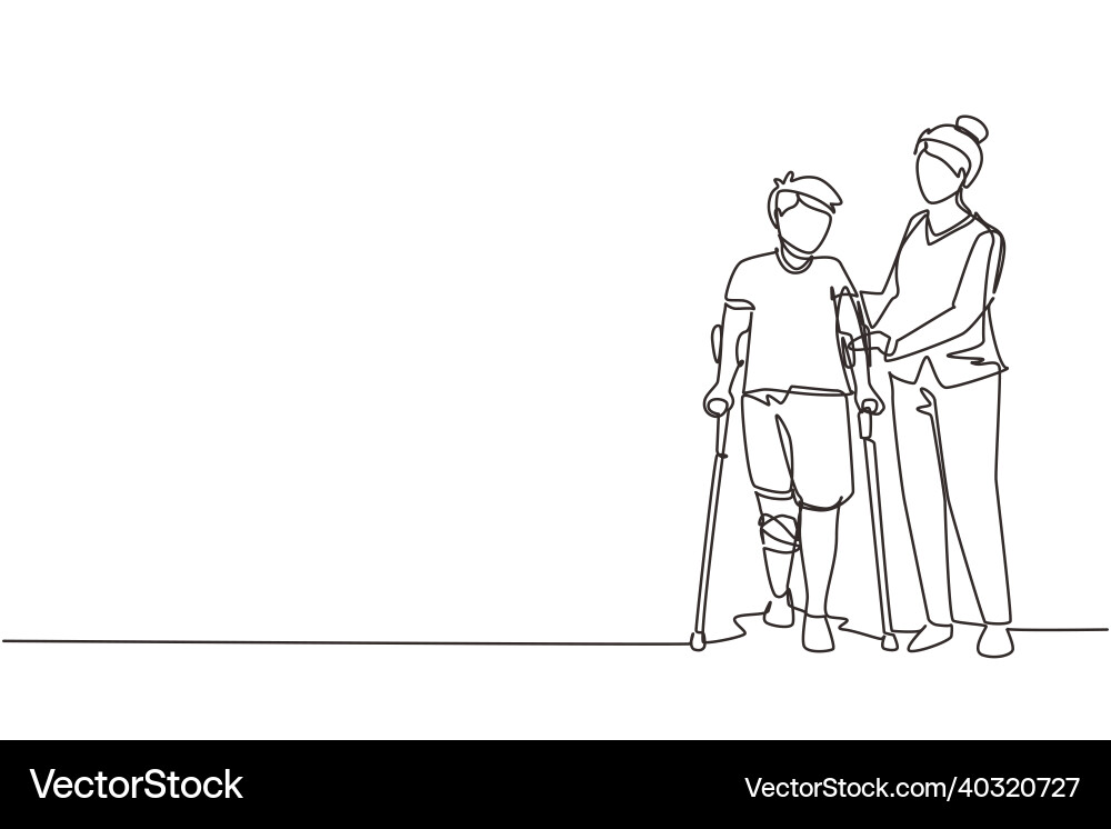 Continuous one line drawing rehabilitation center Vector Image