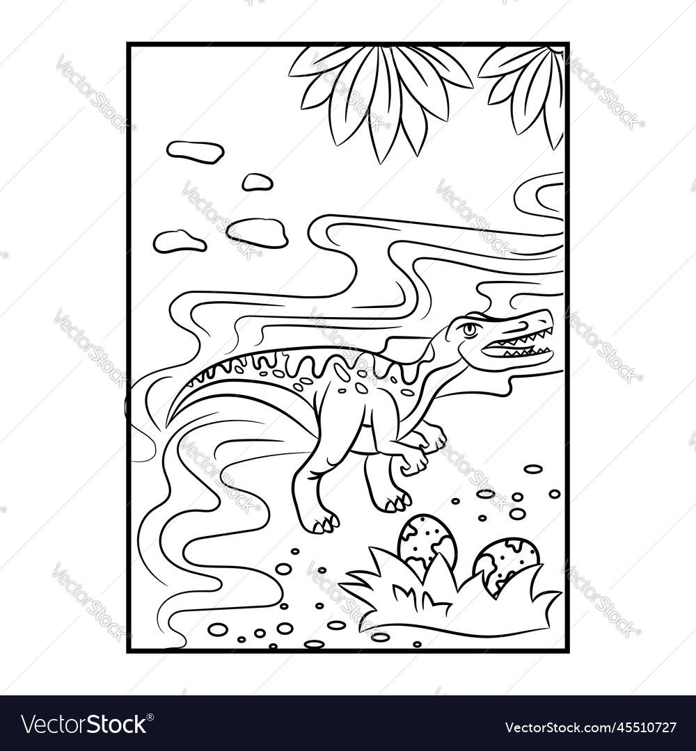 Dinosaur coloring page kids preschool activity Vector Image