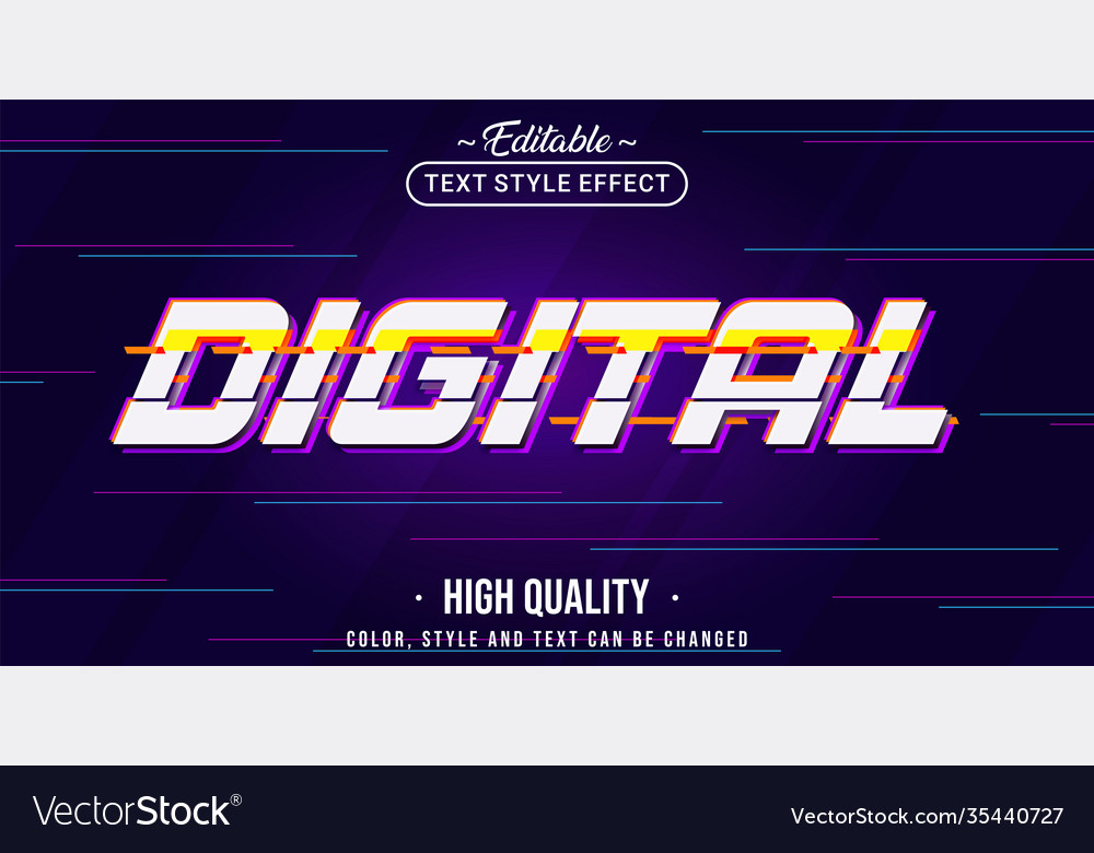 Editable text style effect - tech digital Vector Image