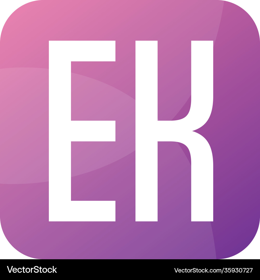 Ek letter logo design with simple style Royalty Free Vector