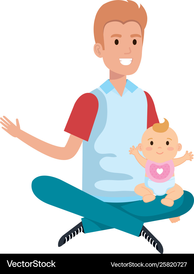 Father lifting little baby characters Royalty Free Vector