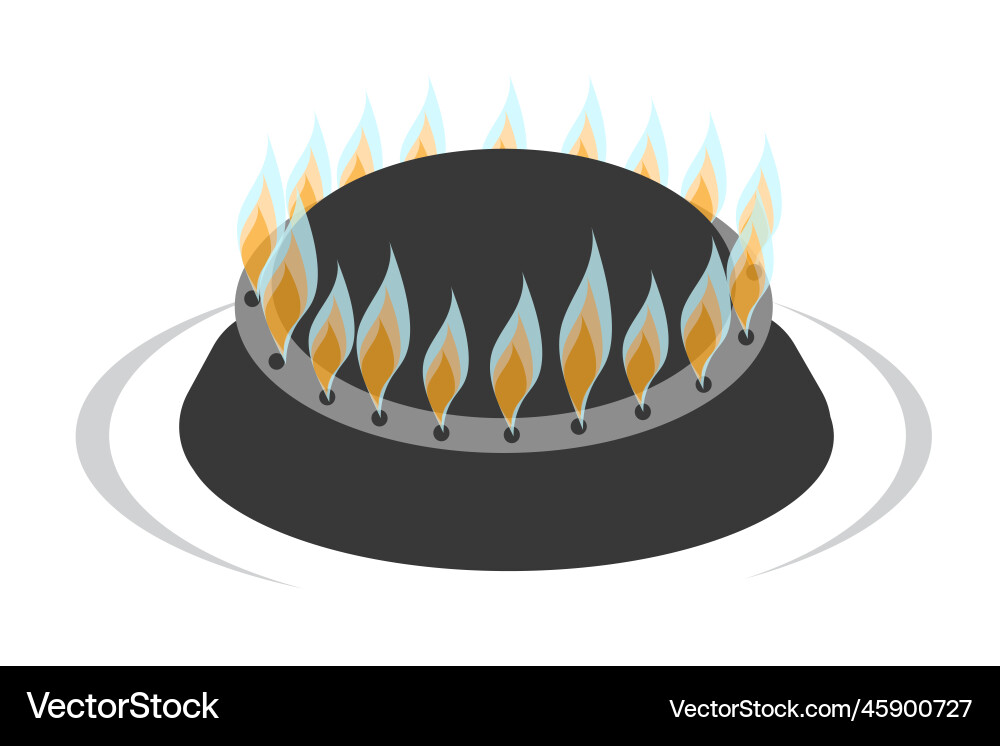 Fire burns from gas stove burner Royalty Free Vector Image