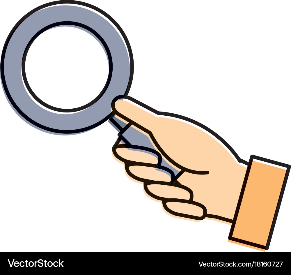 Hand human with magnifying glass isolated icon Vector Image