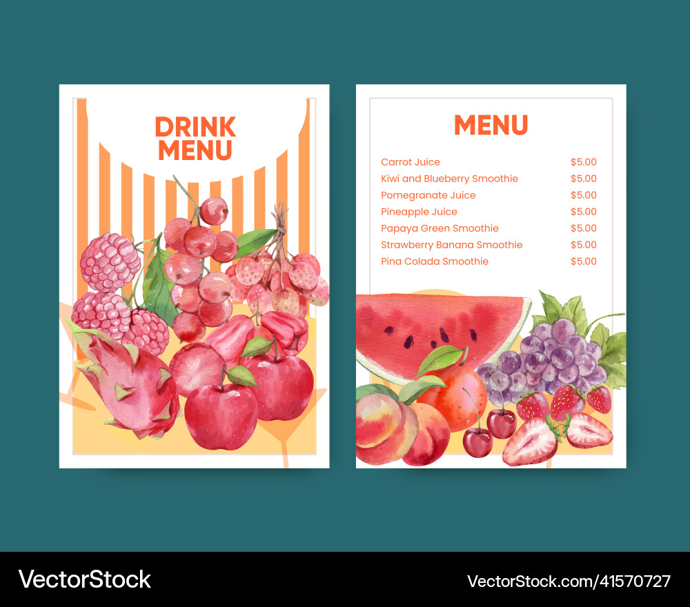 Menu template with red fruits and vegetable Vector Image