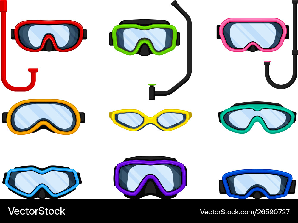 Set masks for scuba diving in different colors Vector Image