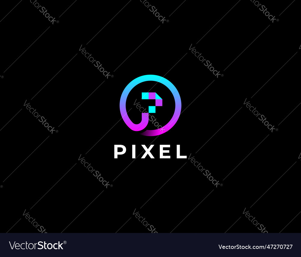 Simple initial letter p mosaic pixel logo design Vector Image