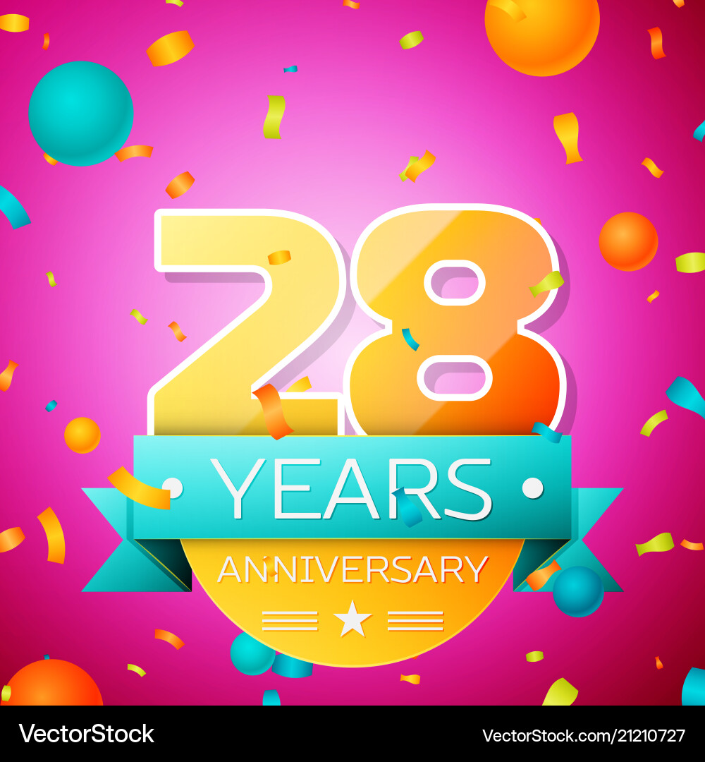 Twenty eight years anniversary celebration design Vector Image