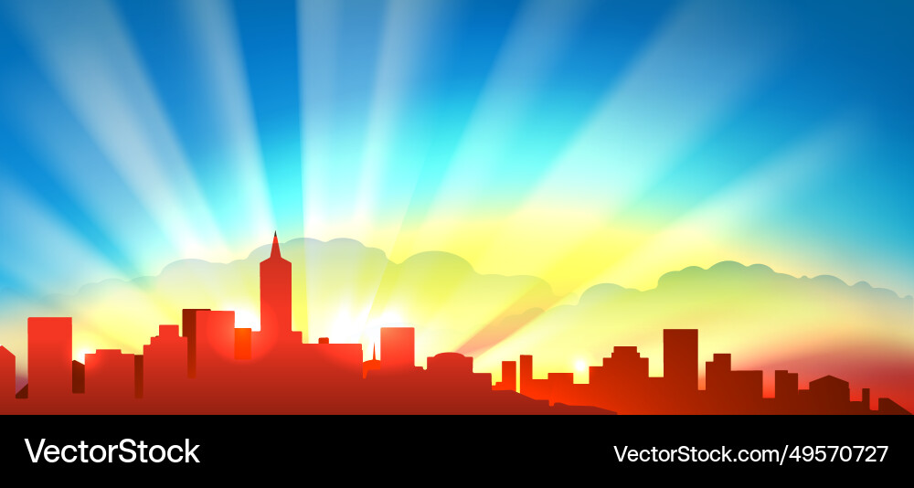 Vibrant sunrise cityscape Royalty Free Vector Image
