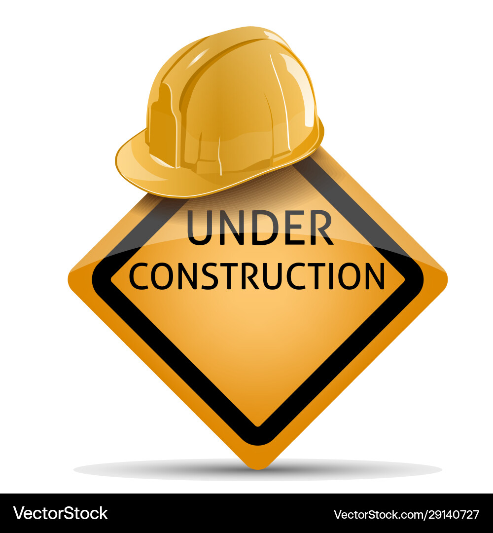 Warning stop sign repair work construction helme Vector Image