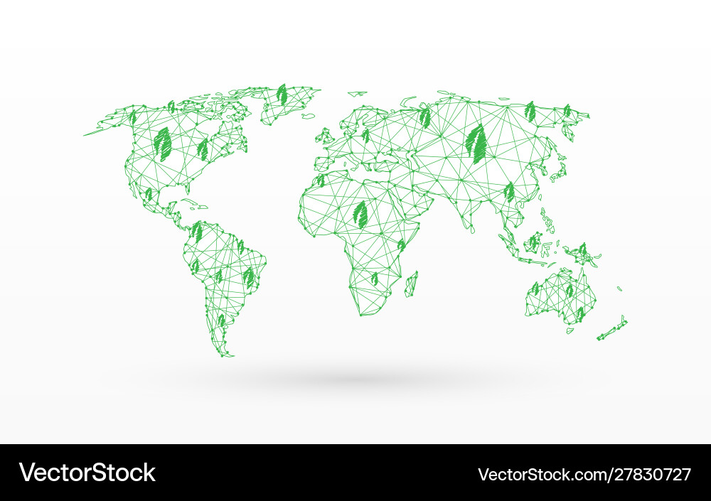 World map with eco green map save Royalty Free Vector Image