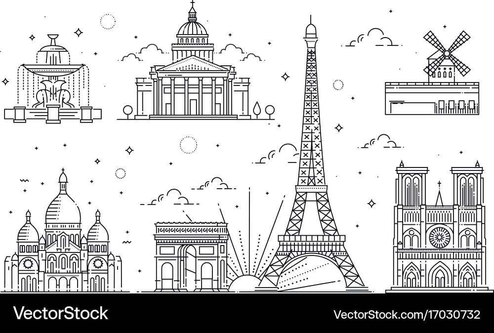 Architectural landmarks paris Royalty Free Vector Image