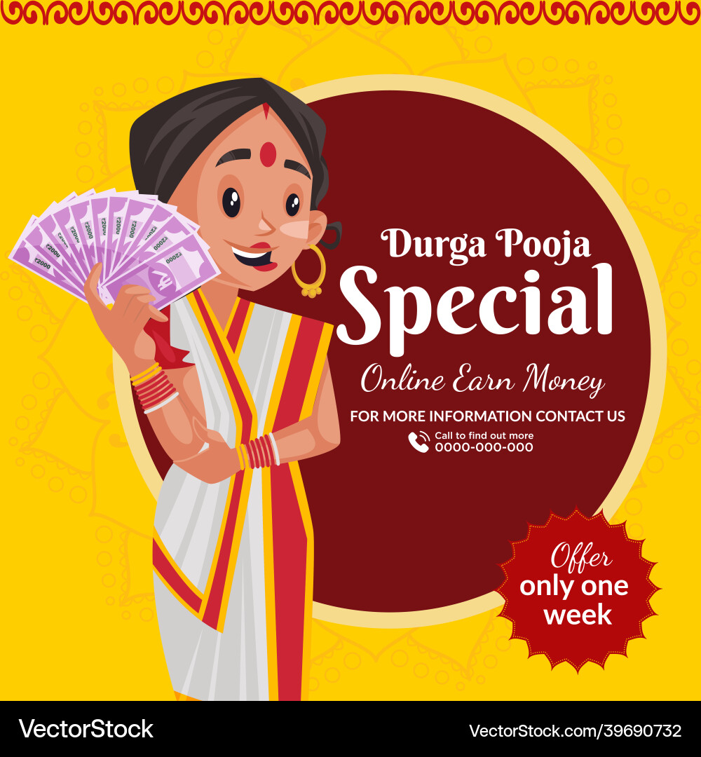Banner design of durga pooja Royalty Free Vector Image