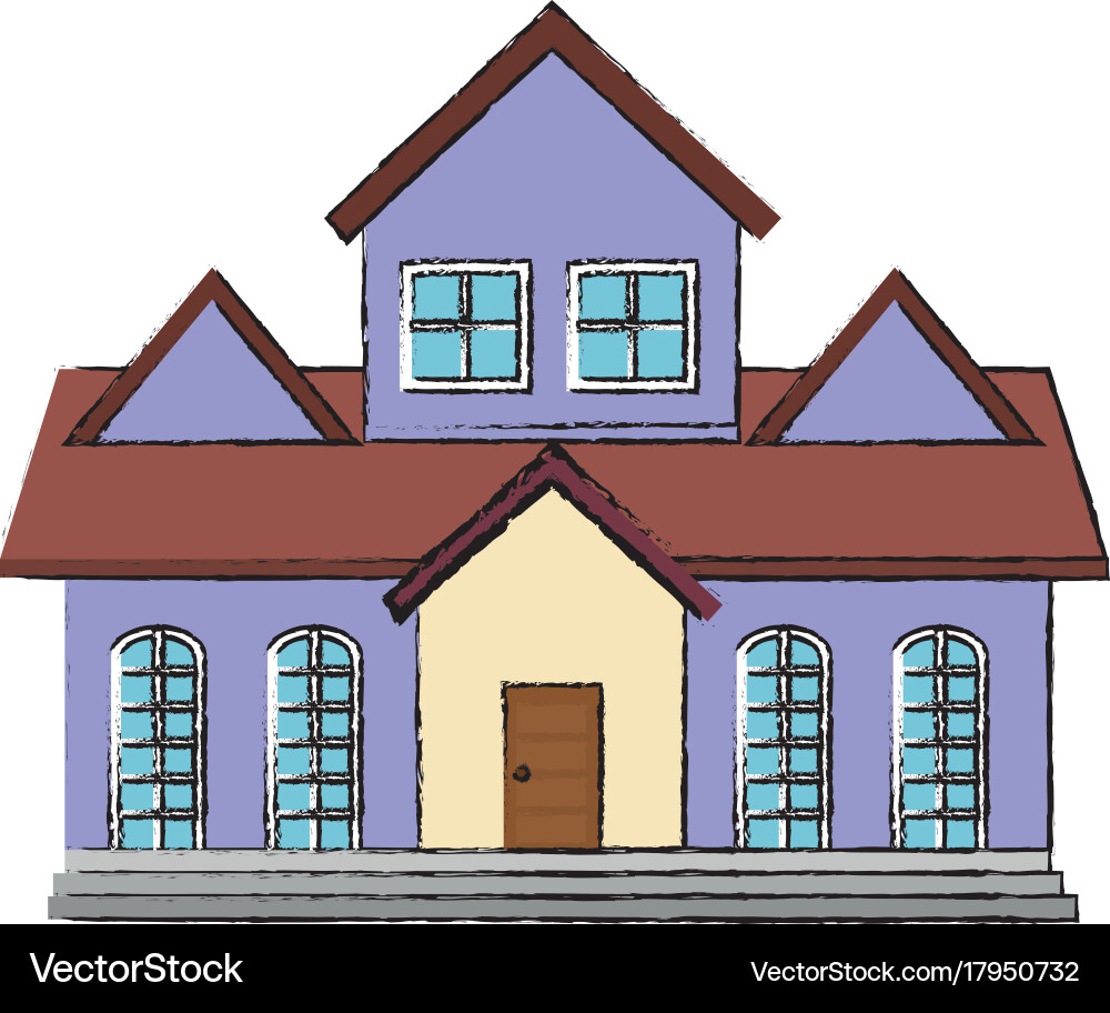 Beautiful house building isolated icon Royalty Free Vector