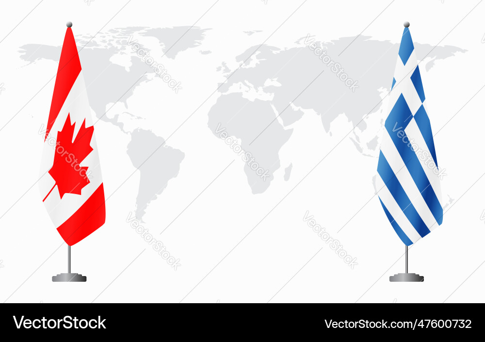 Canada and greece flags for official meeting Vector Image